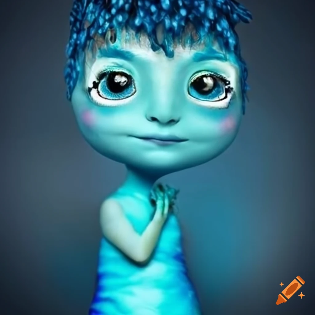 Blue-haired preschool lizard lady character design on Craiyon