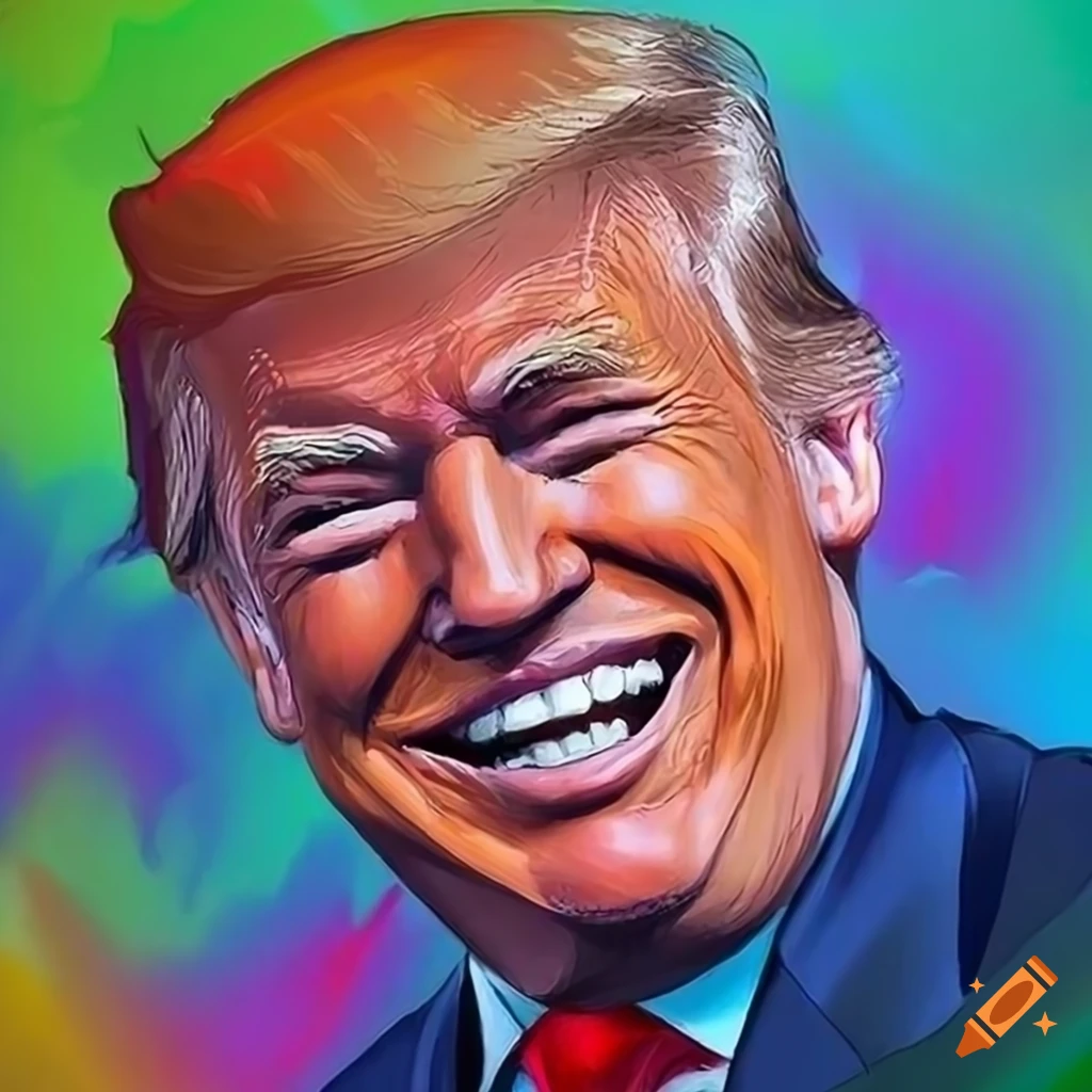 Portrait capturing Donald Trump's expressive smile on Craiyon