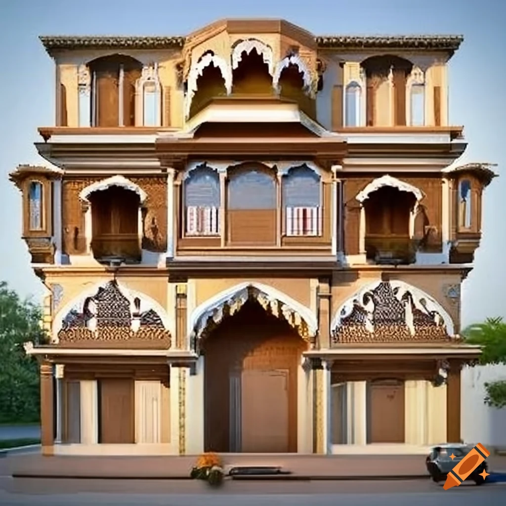 Modern civilised mughal desi architecture houses neighborhood with ...