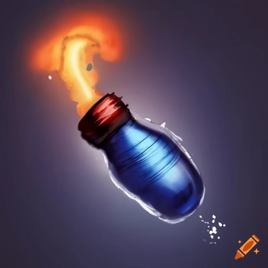 Laboratory bottle exploding with explosion emerging from the top on Craiyon