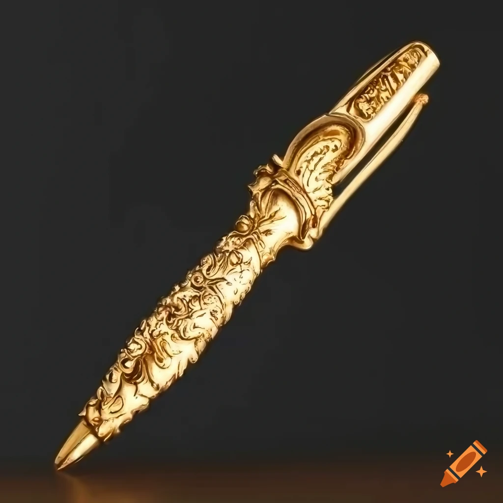 Winged biscuit pens with intricate gold angelic details on Craiyon