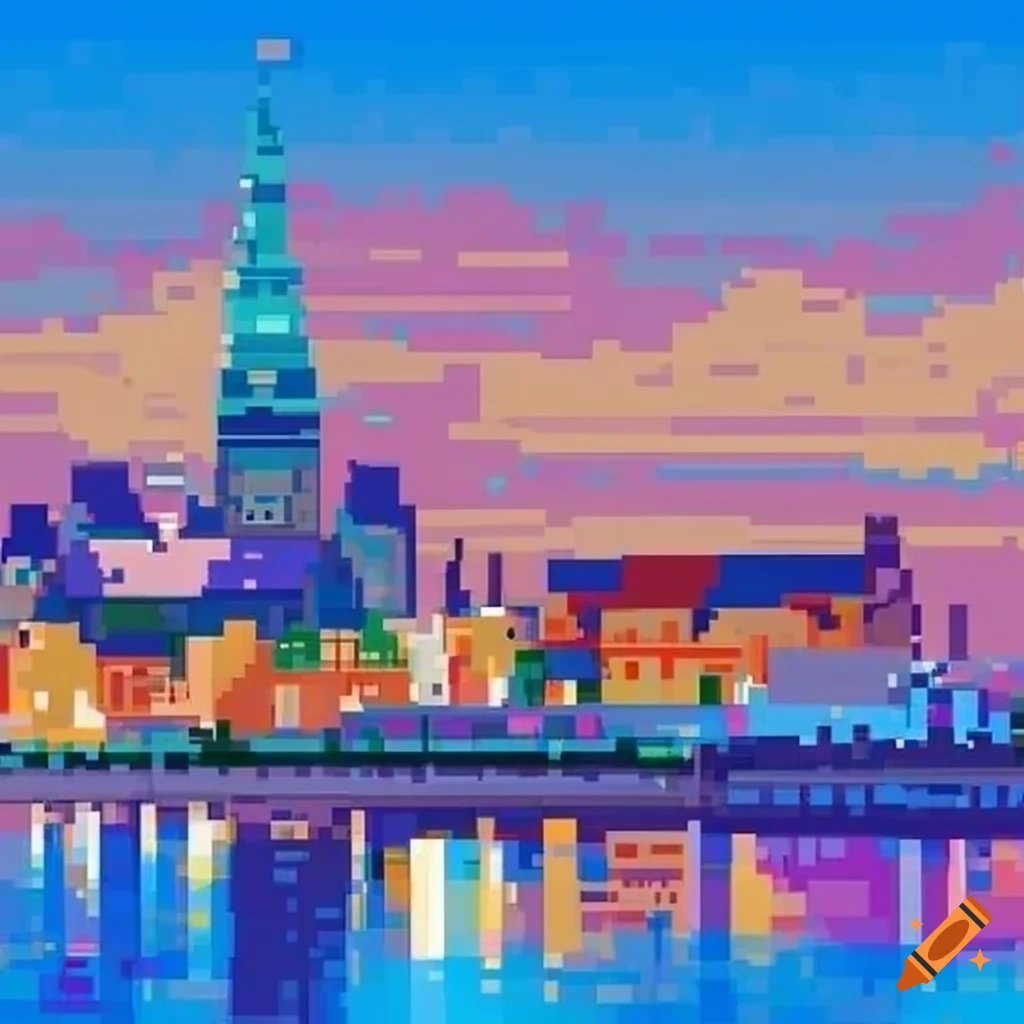Vibrant pixel art of beautiful riga cityscape on Craiyon