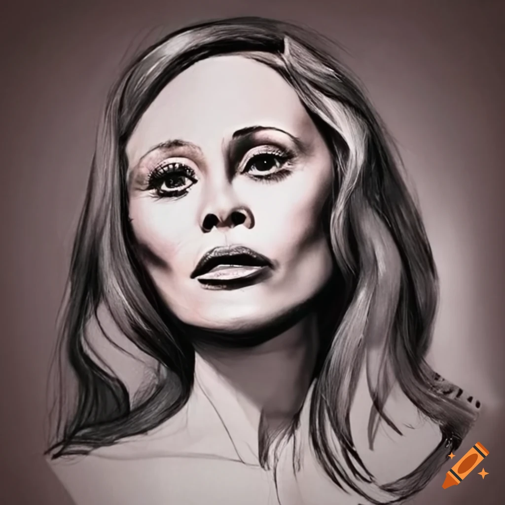 Detailed rendering of actress Faye Dunaway's captivating eyes at 25 on ...