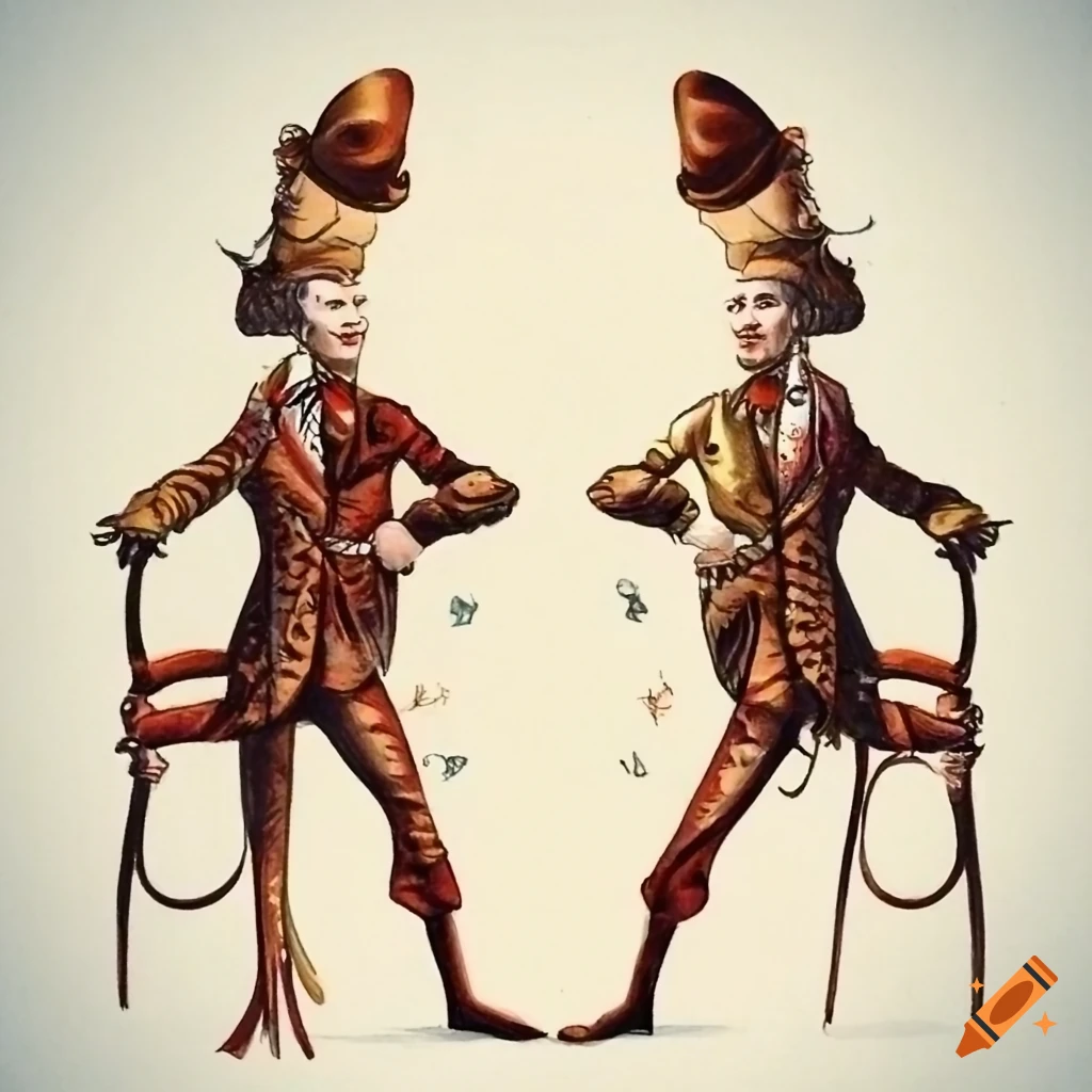 Gentlemen in circus during the Baroque era in a pencil drawing on Craiyon