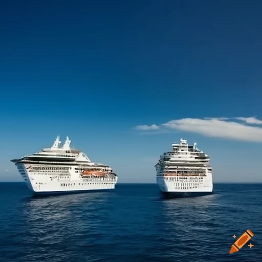 Two cruise ships passing each other at sea on Craiyon