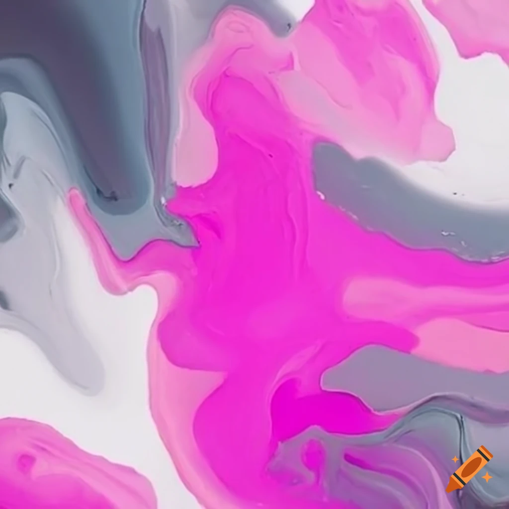 Abstract painting with white, magenta, and gray tones and thick paint ...