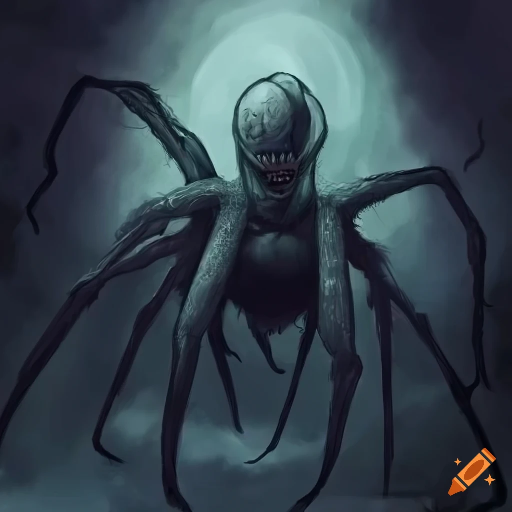 Giant dark and scary spider in a cartoon-realistic style on Craiyon