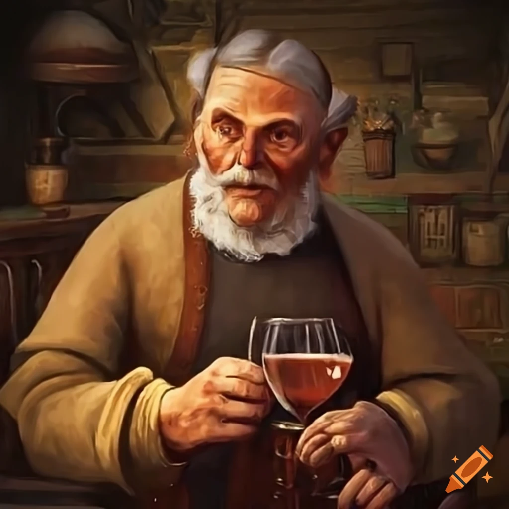 Medieval innkeeper serving drinks in a tavern on Craiyon