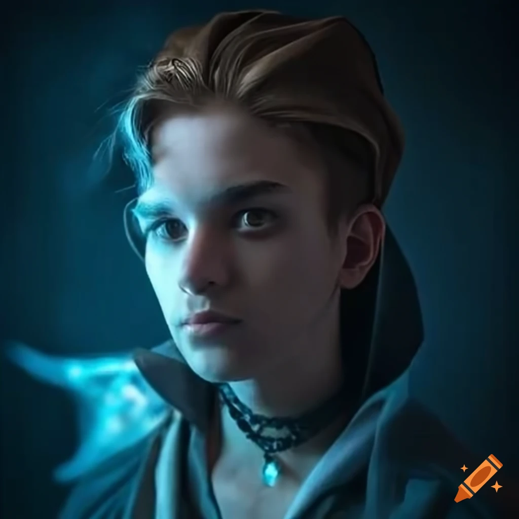 22-year-old male cyberpunk sorcerer with brown hair and hazel eyes on ...