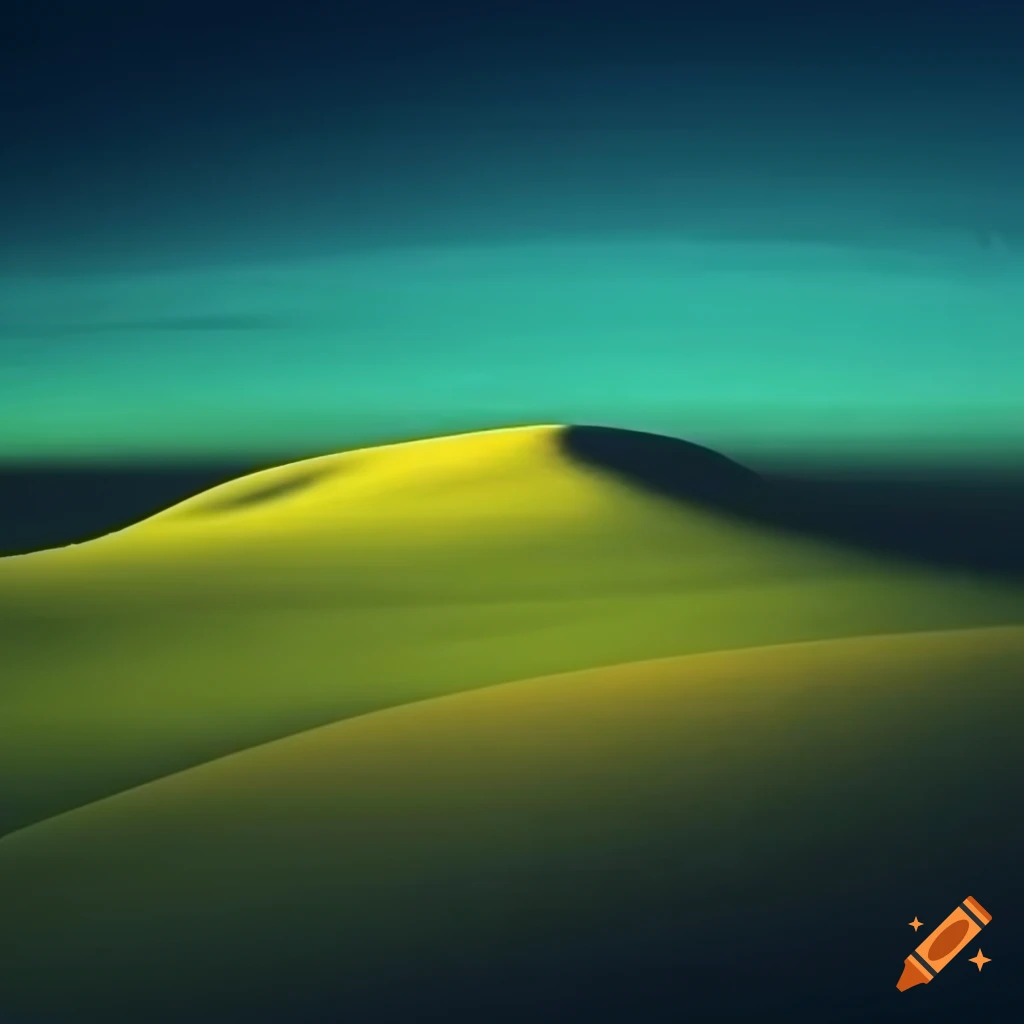 Bodyscape landscape with human body shapes forming hills under a yellow ...