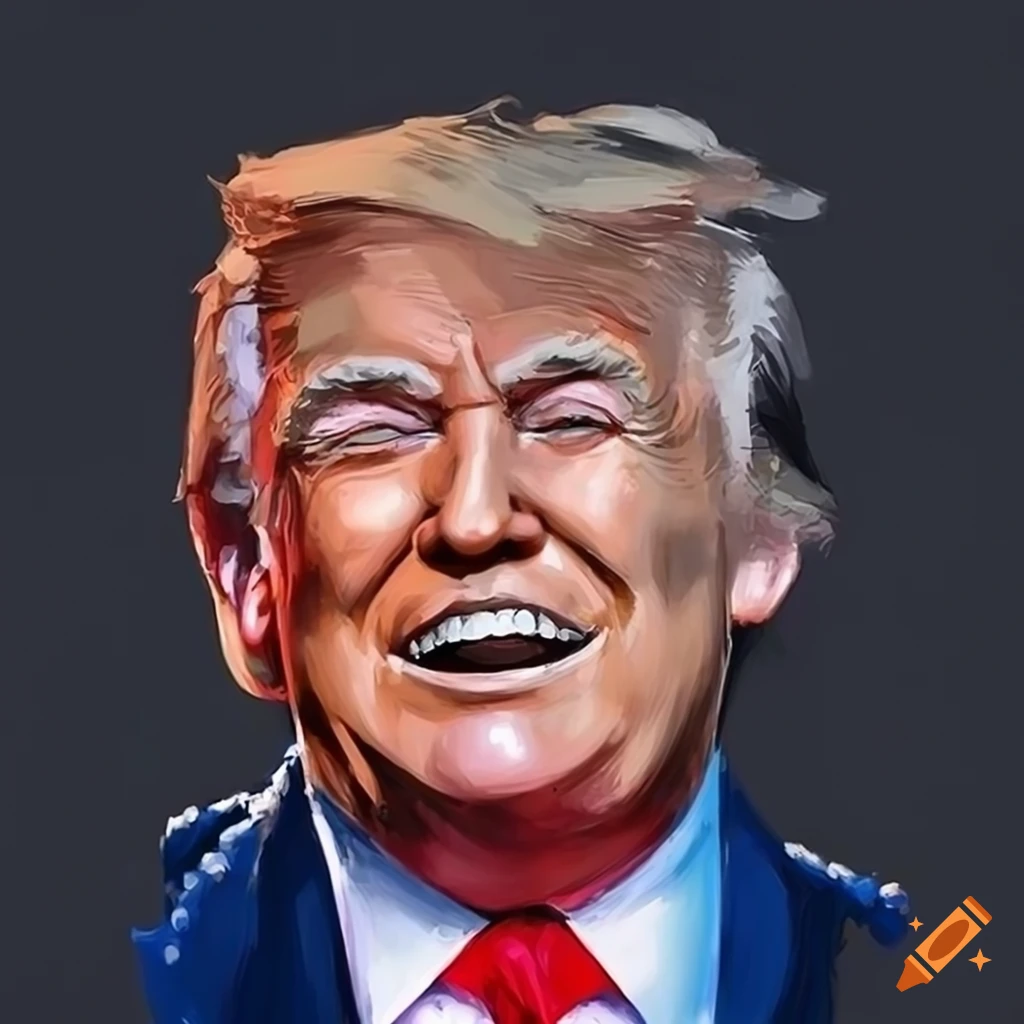 Portrait capturing Donald Trump's expressive smile on Craiyon