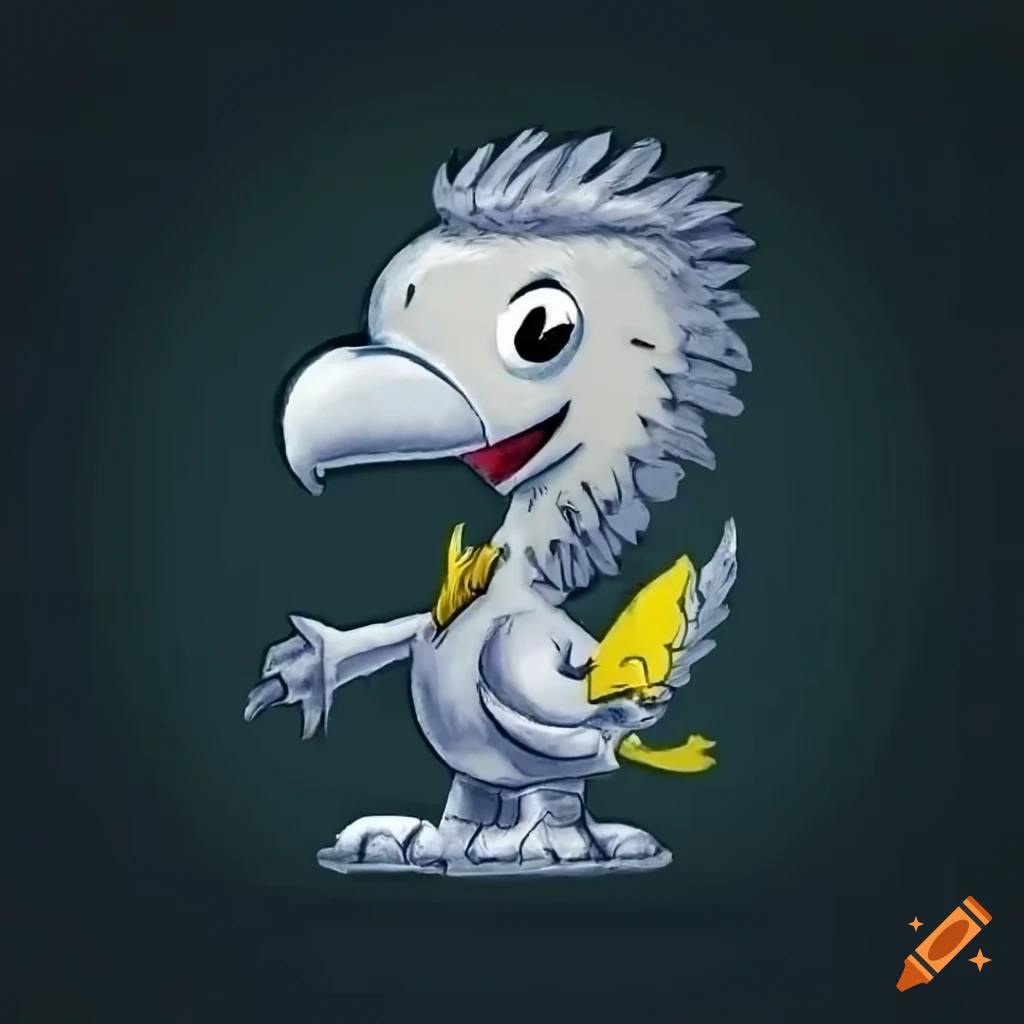 Gryphon with equine ears and talon hands in a Snoopy style on Craiyon