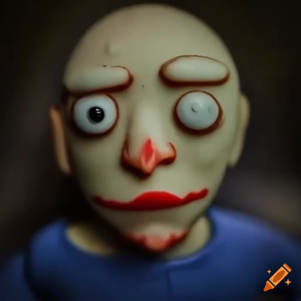 Plasticine Baldi with crazy eyes and waking nightmares on Craiyon