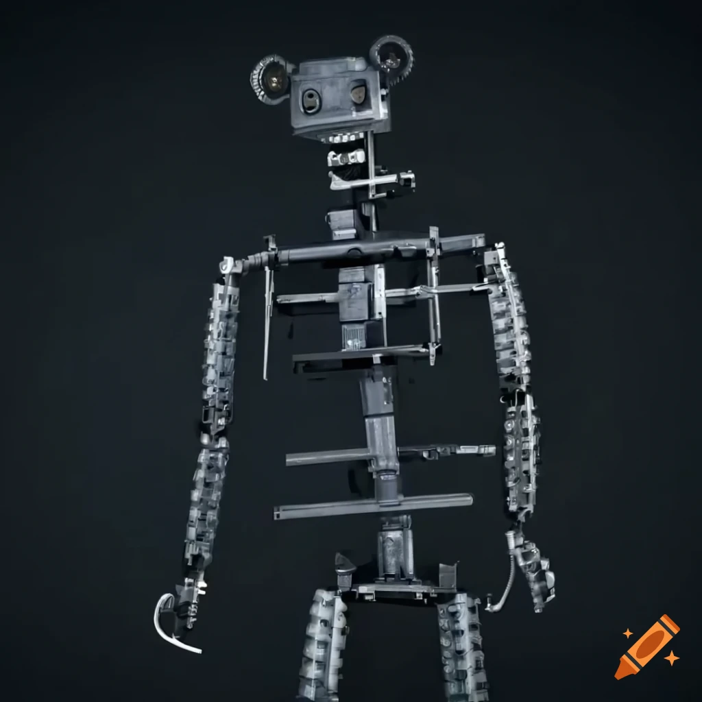 Intricately detailed animatronic endoskeleton in a dark environment on ...