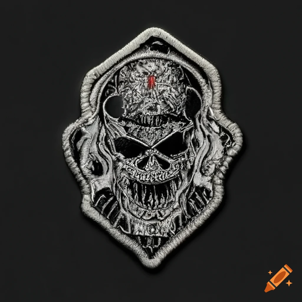 Mc patch with chopper driving through hellgate in black and silver on ...