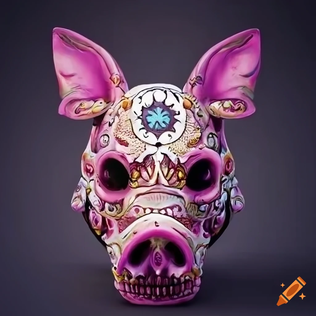 Scary pig sugar skull design on Craiyon
