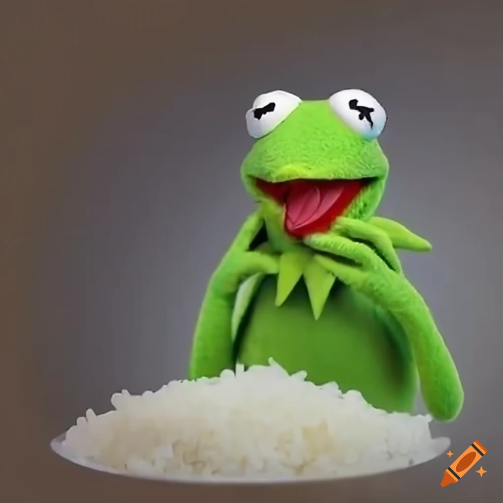 Kermit The Frog Eating Rice With Uncle Ben On Craiyon