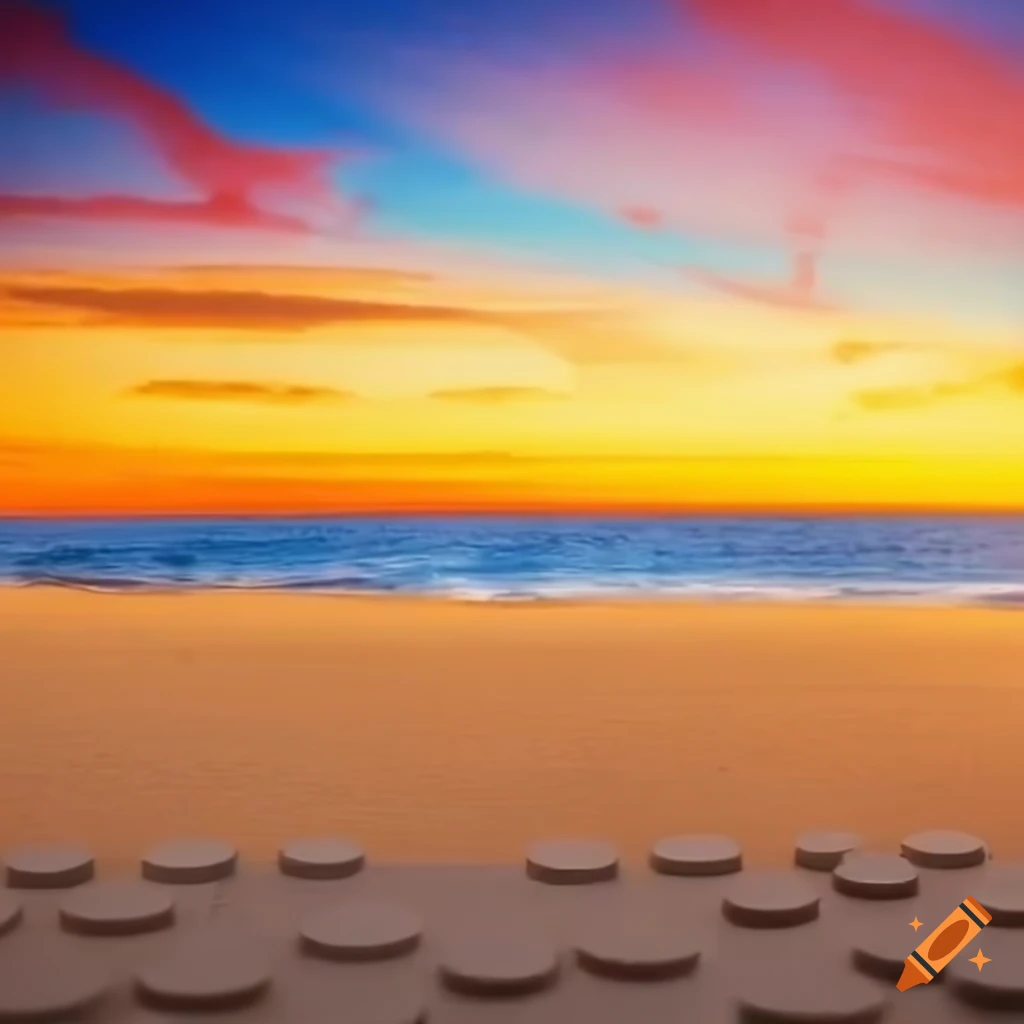 Realistic Lego beach at sunset on Craiyon