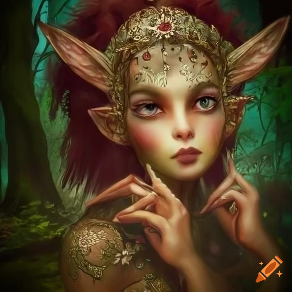 Illustration of the pixie queen Bramblea Briarose in her mystic forest ...