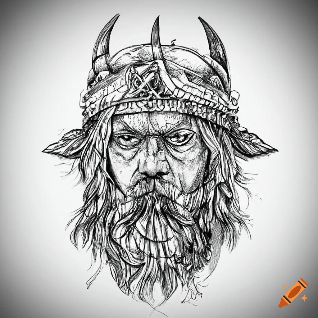 Simple viking coloring book drawing on Craiyon