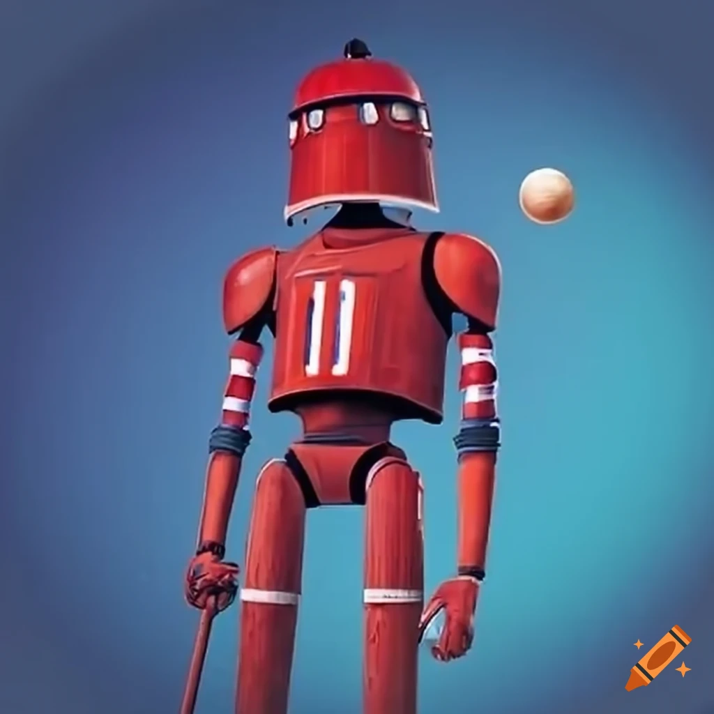 Tall droid from star wars in phillies uniform hitting an rbi on Craiyon