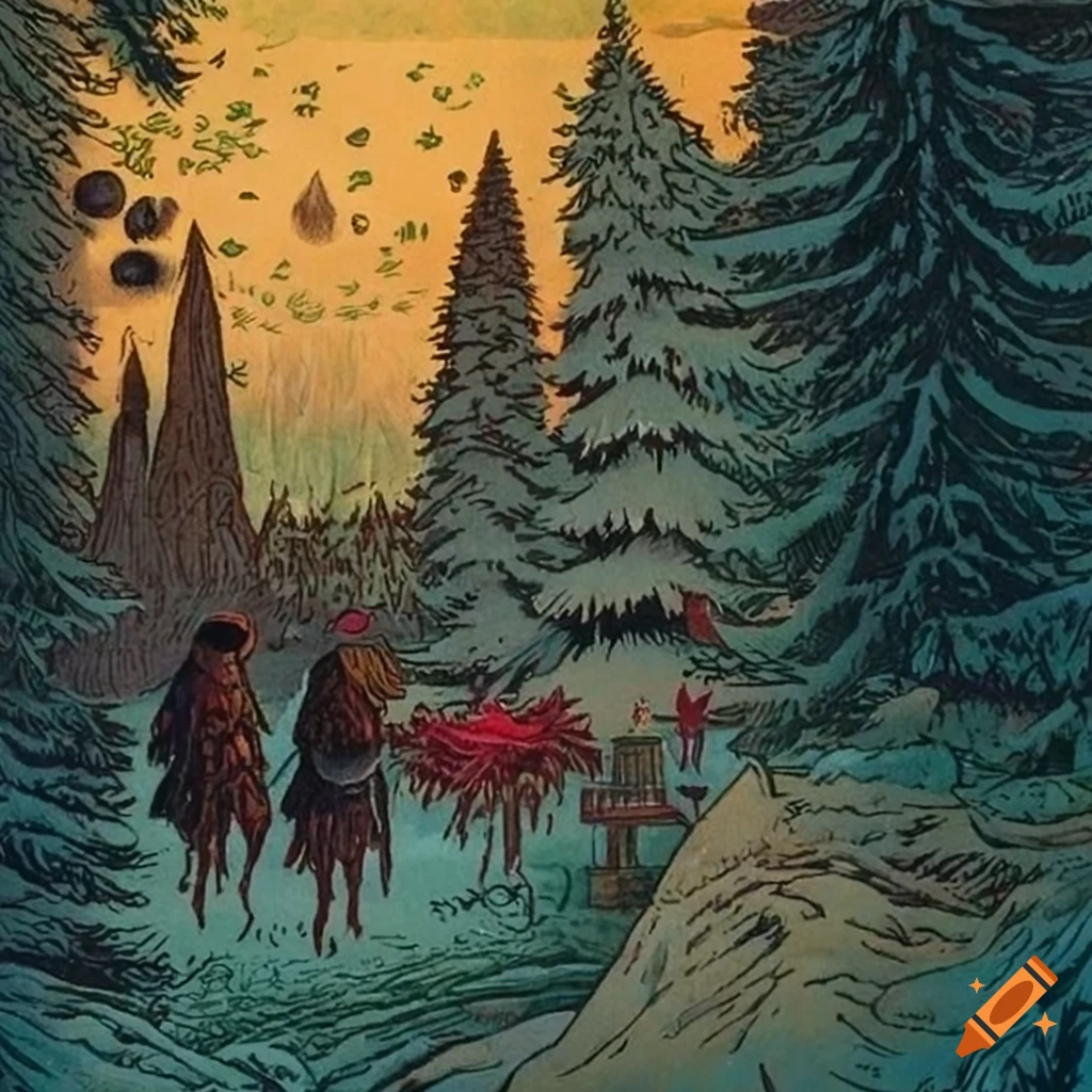 Festive holiday Country Christmas scene with Hopi Kachina, Native ...