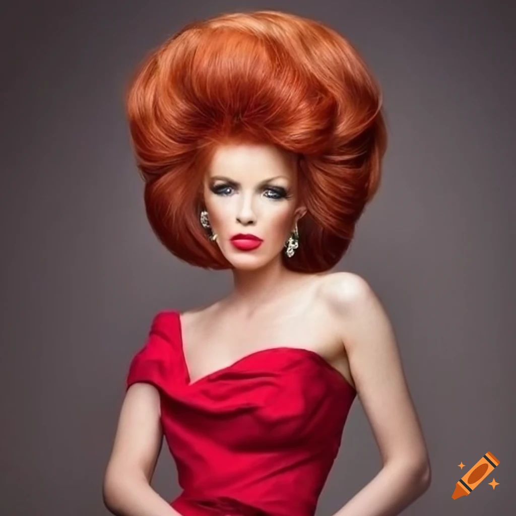 Very big bouffant red hair on Craiyon
