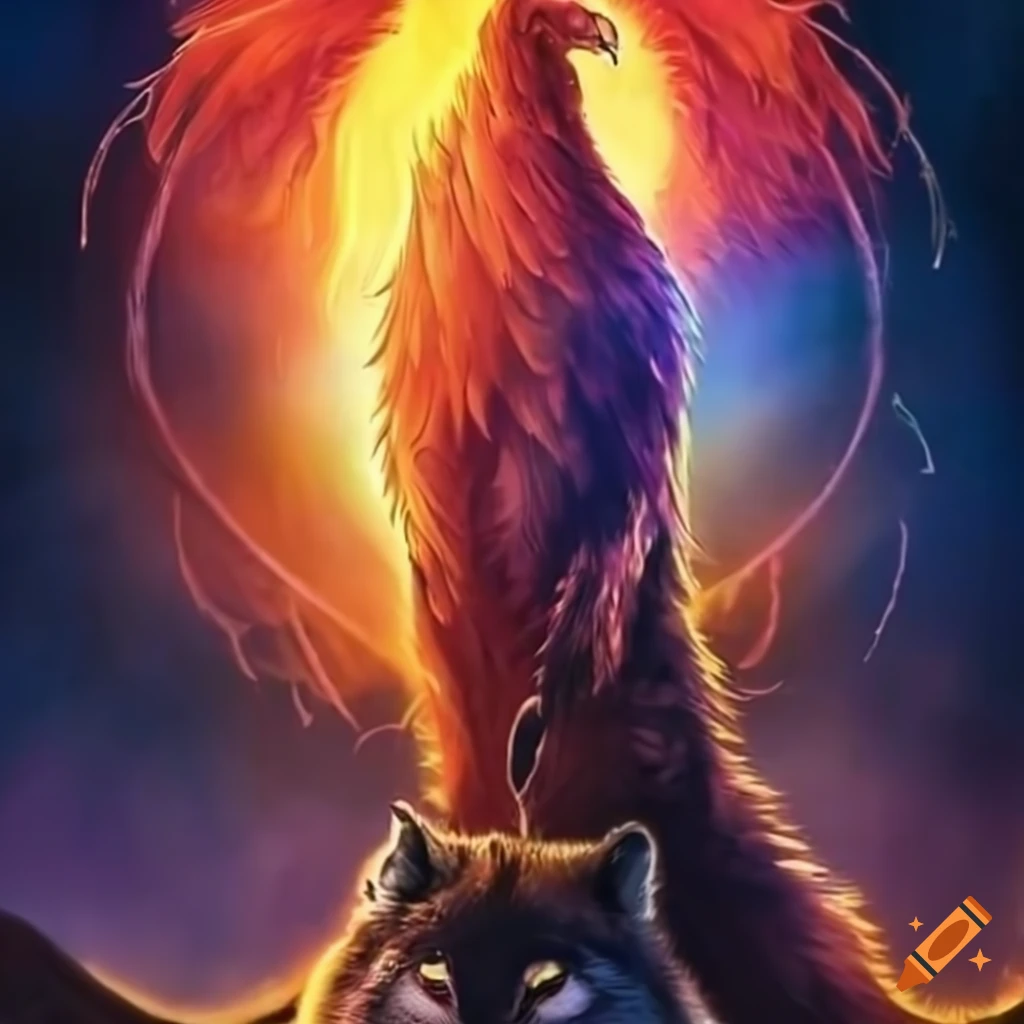 Wolf embracing Phoenix on Craiyon
