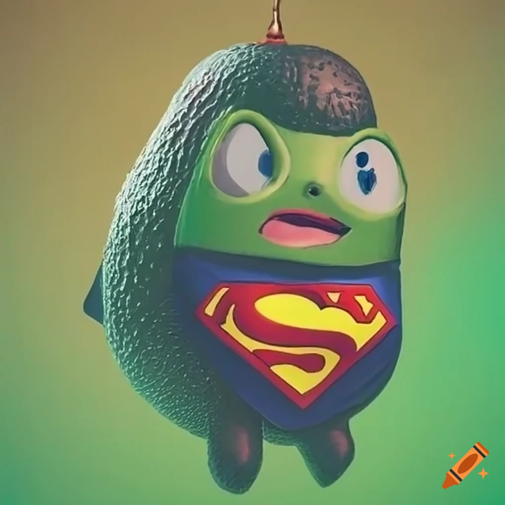 Avocado wearing a superman outfit on Craiyon