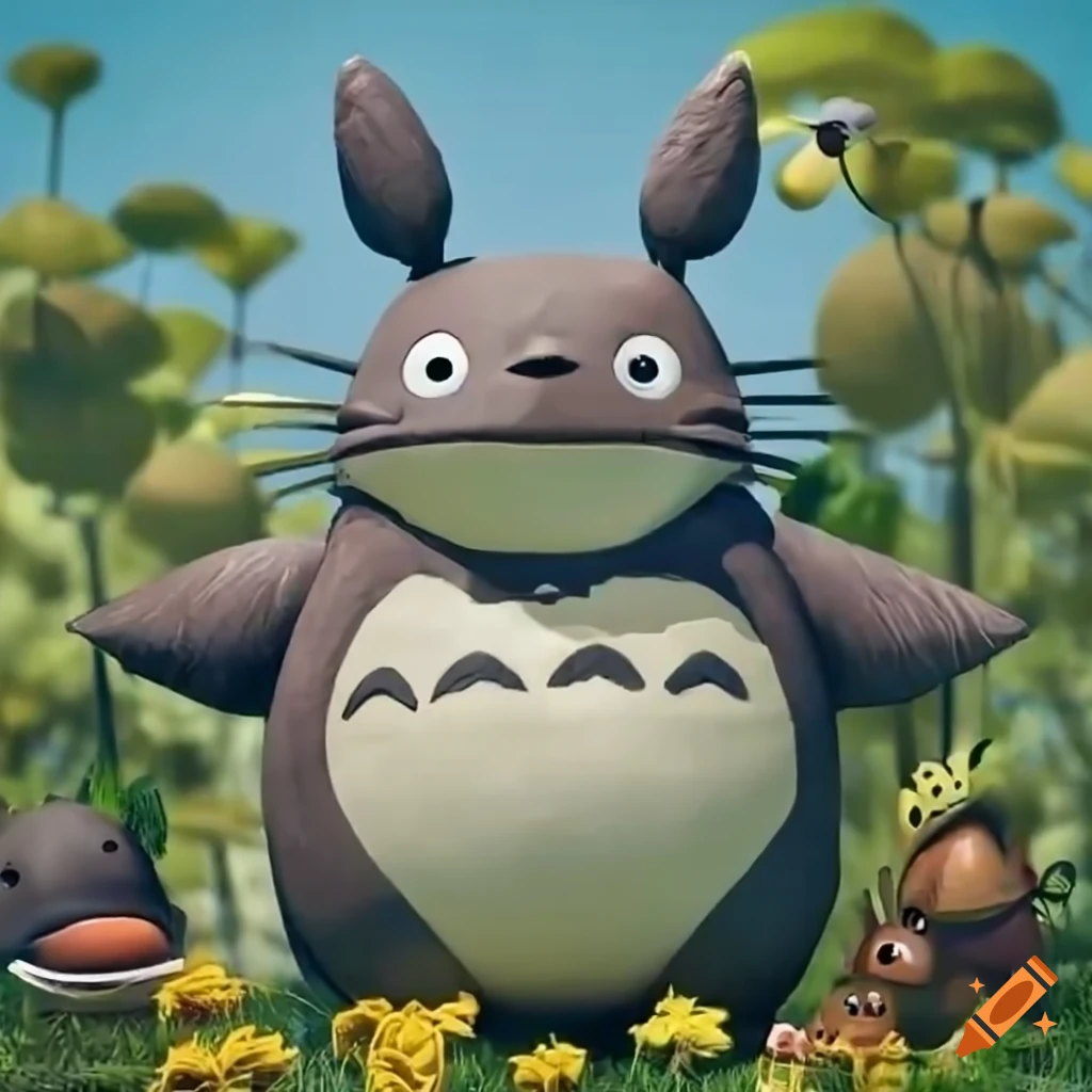 Totoro in 3D Pixar style with Studio Ghibli influence and hyper ...