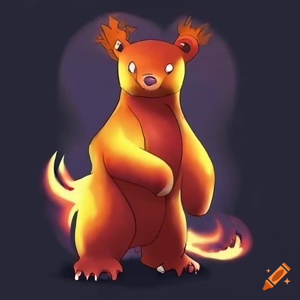 Fire type black bear Pokemon on Craiyon