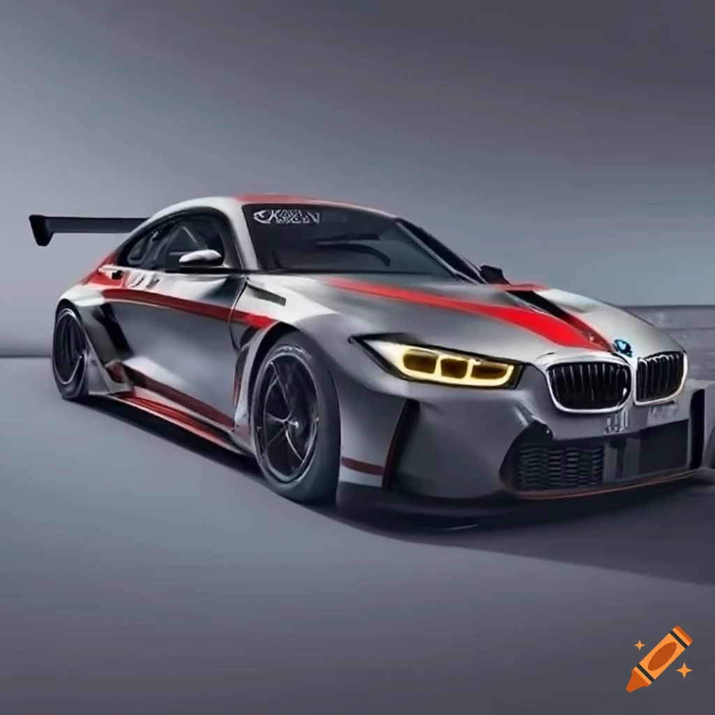 Dynamic BMW GTD car making a curve on a race track on Craiyon