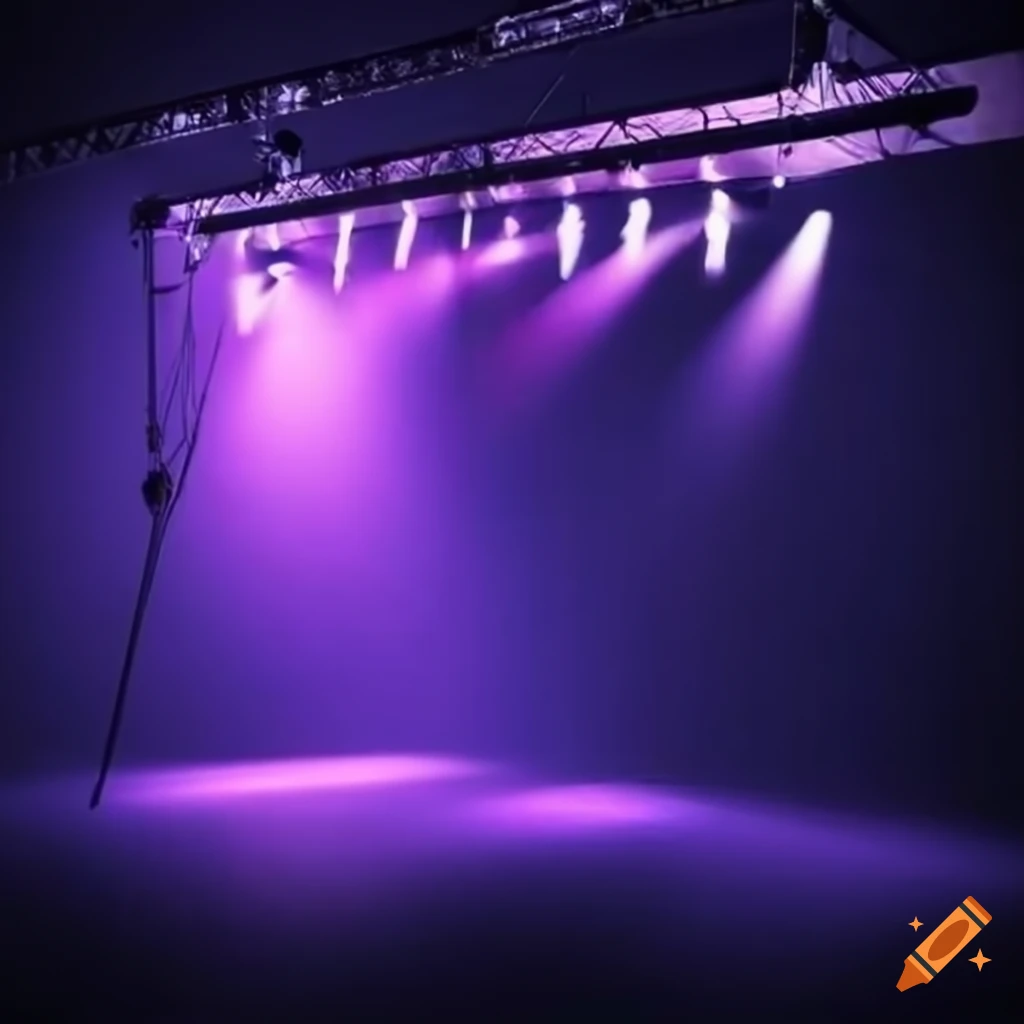 Stage with led lights and truss on backstage on Craiyon