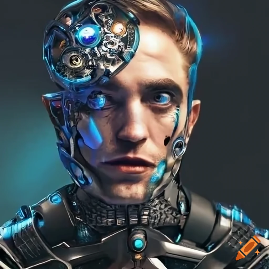 Robert pattinson as a cyborg machine-man with precious metals and ...