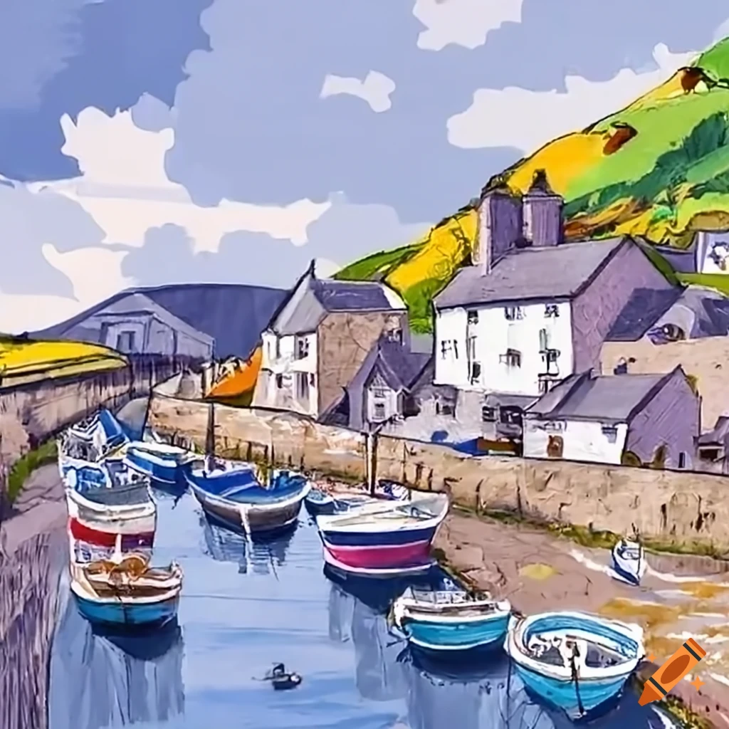 Welsh fishing village on Craiyon