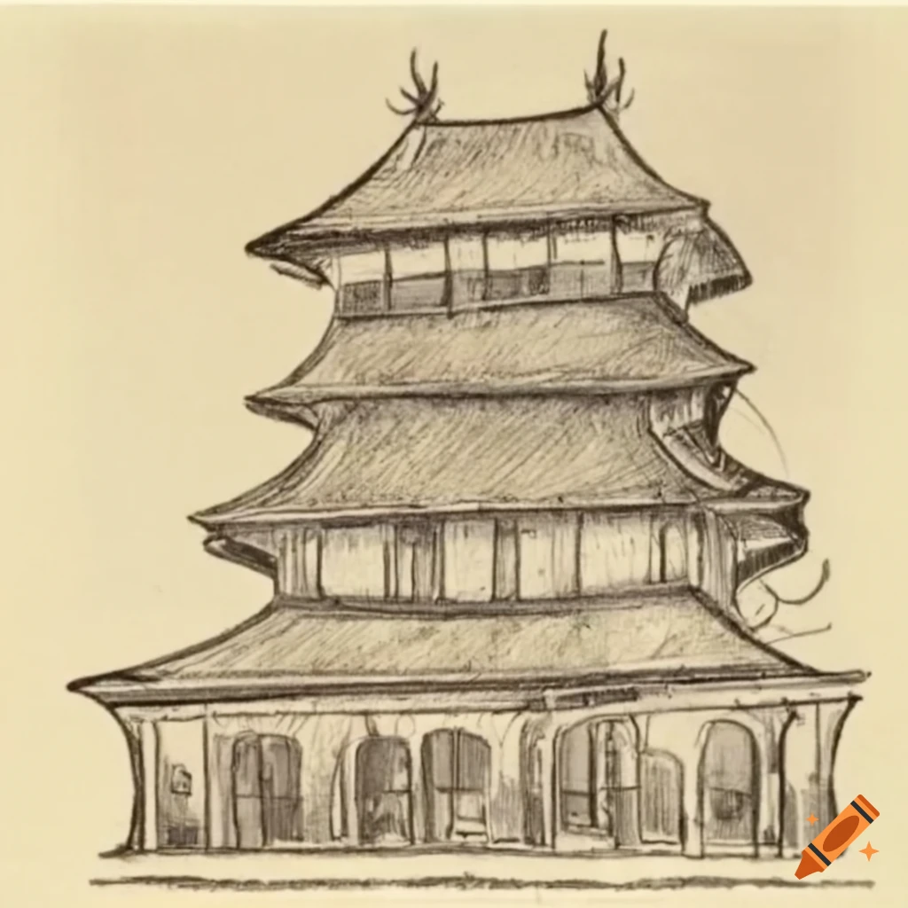 Sketch of Ming Tang, a magical building from ancient books on Craiyon