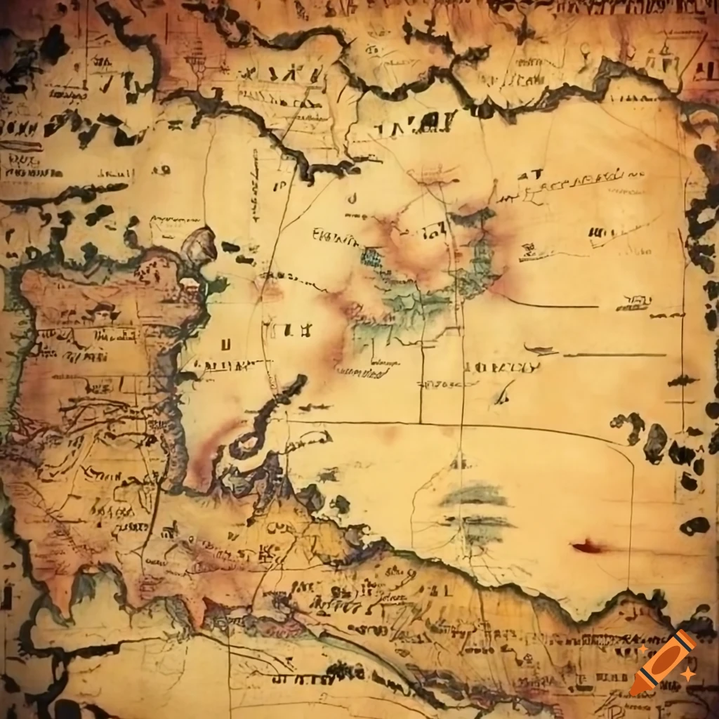 Oil painting of an ancient map on Craiyon