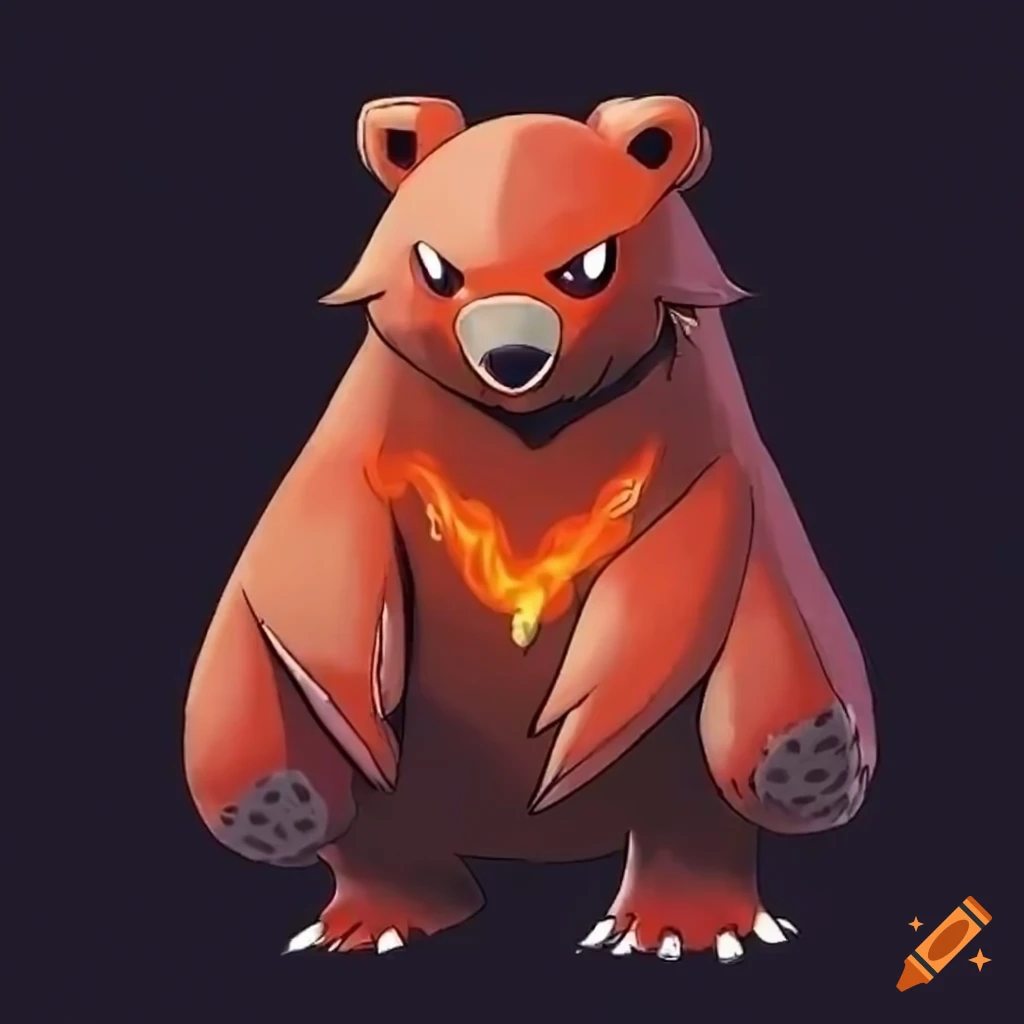 Fire type black bear pokemon on Craiyon
