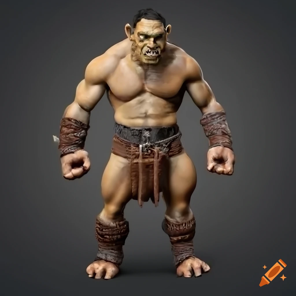 Warrior orc with tusks and determined expression, semi-realistically ...