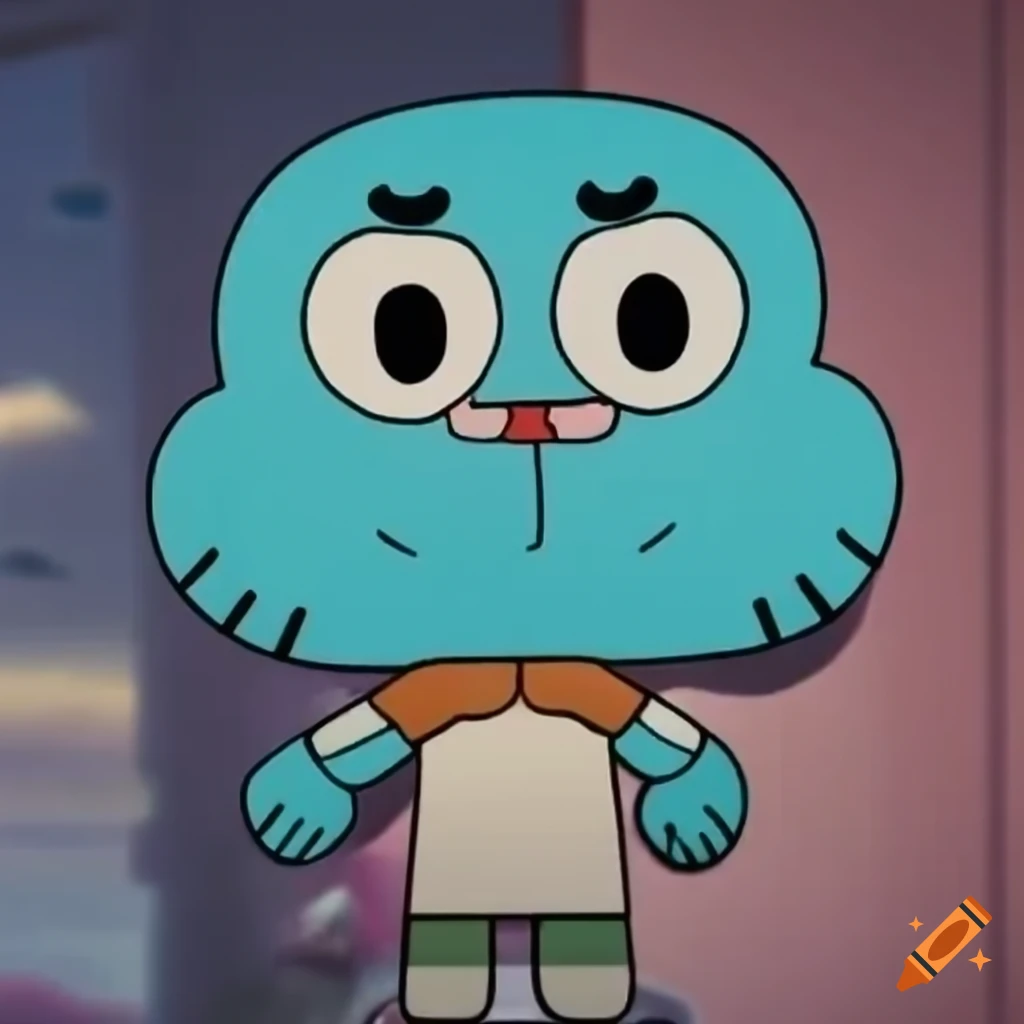 Gumball Watterson full-length portrait in Studio Ghibli style by Hayao ...