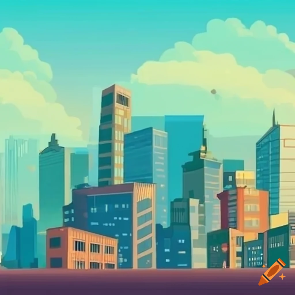 Cityscape in a cartoon style on Craiyon