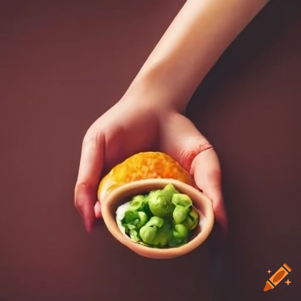 Hand offering vegan food on Craiyon