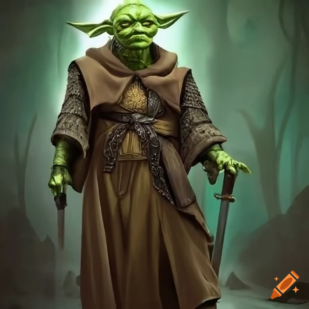 Dohko de Libra fused with Yoda in templar armor knight with sword on ...