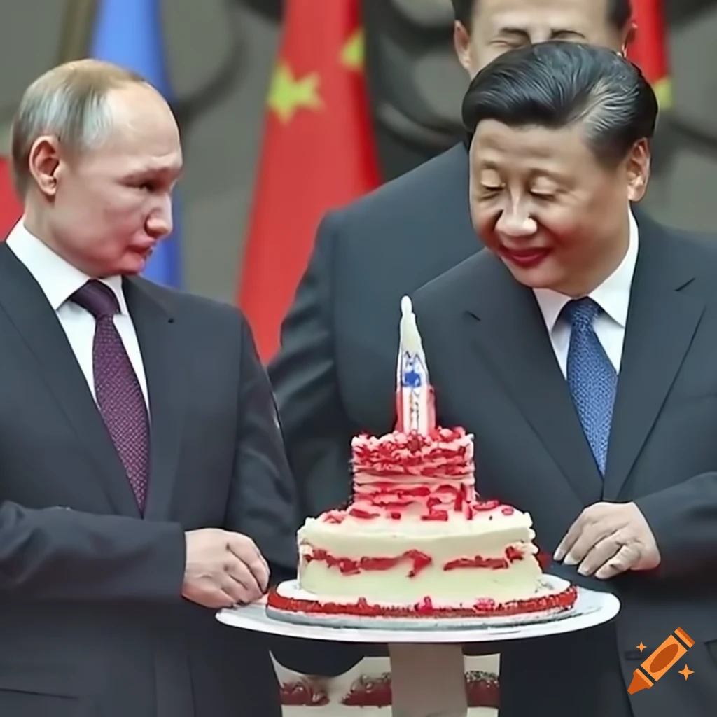 Political leaders celebrating with a birthday cake on Craiyon