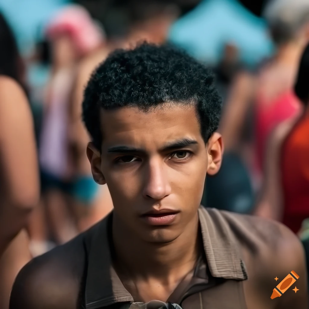 Man with short wavy black hair and arabic features peeking out of tent ...