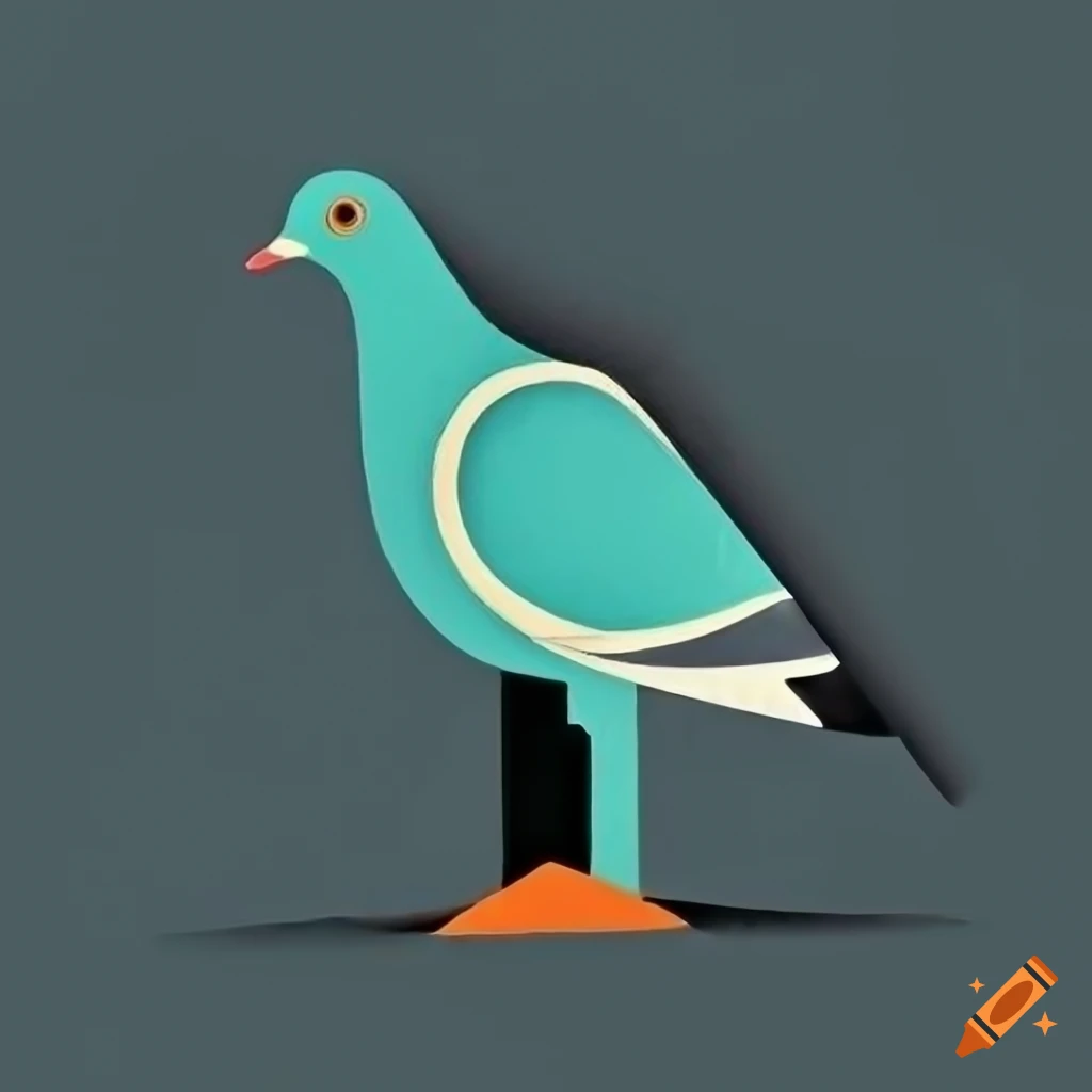 Abstract pigeon in cubist and surrealist style with monochrome colors ...