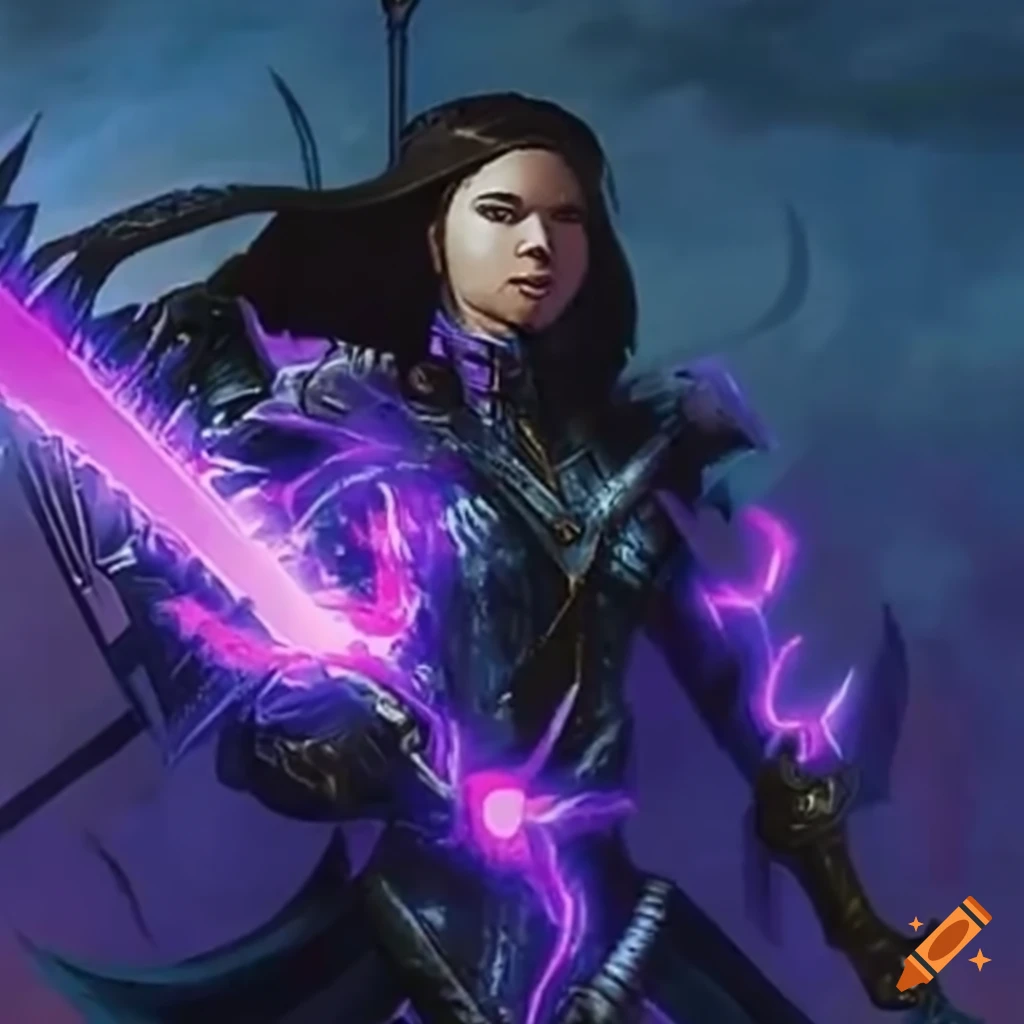 Shiny silver Elvish twin swords with a dark aura from Magic the ...