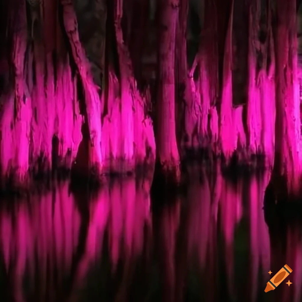 Pink swamp landscape on Craiyon