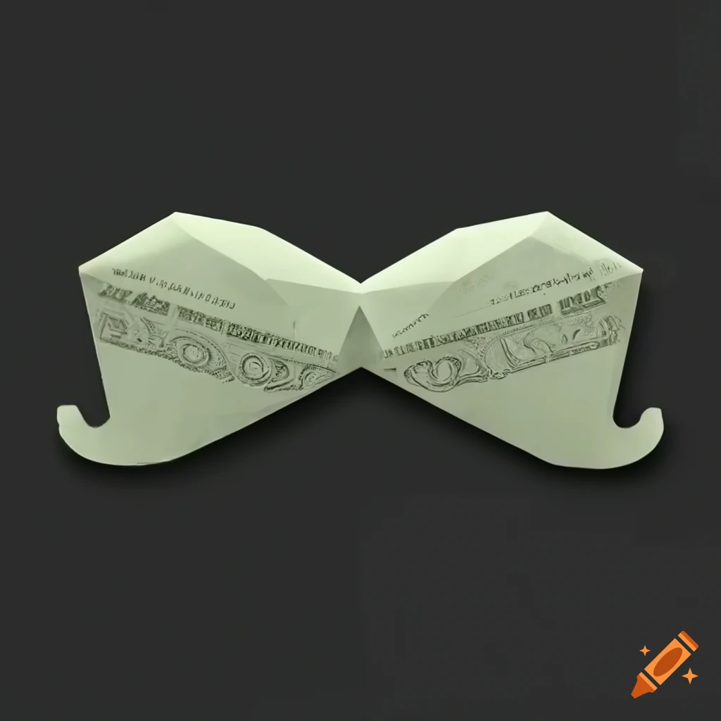Realistic origami mustache made of paper money in 8k resolution on Craiyon