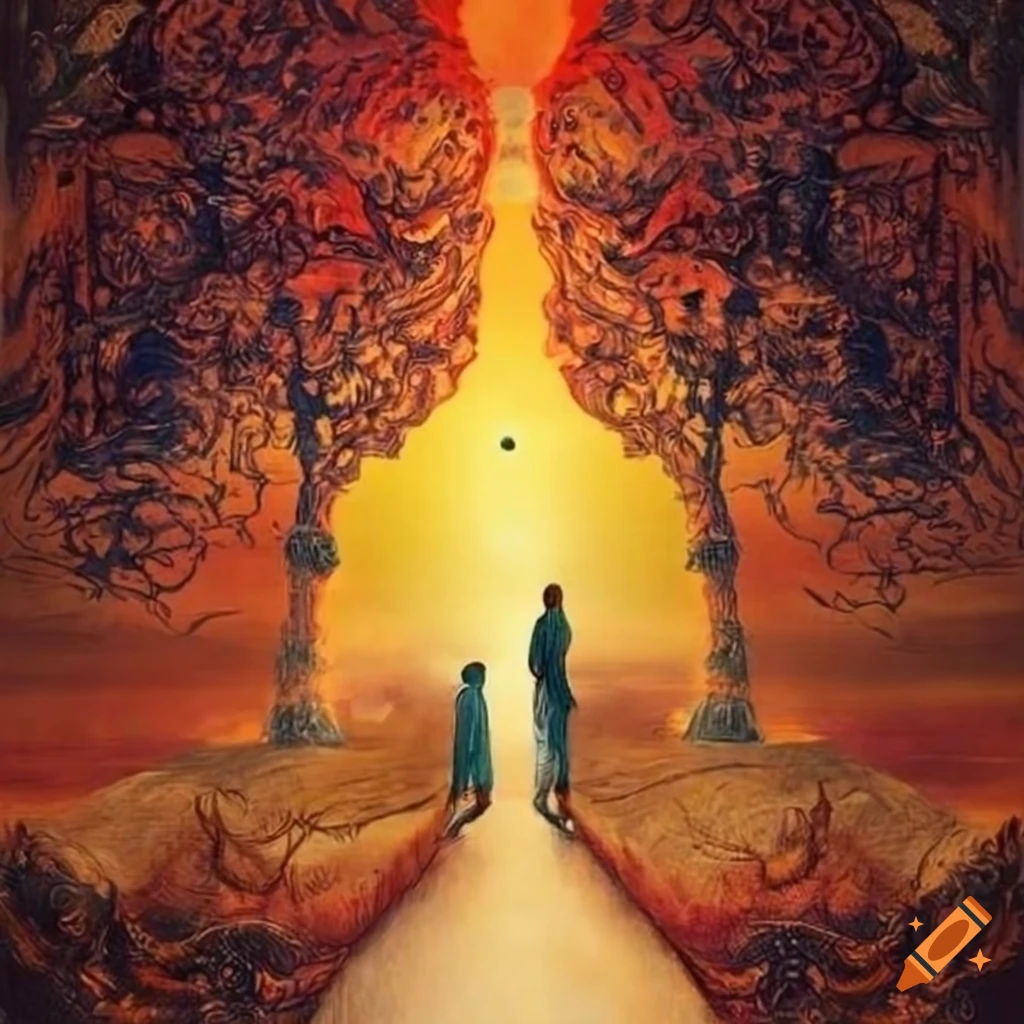 Surreal illustration of knowledge transfer in dream state on Craiyon